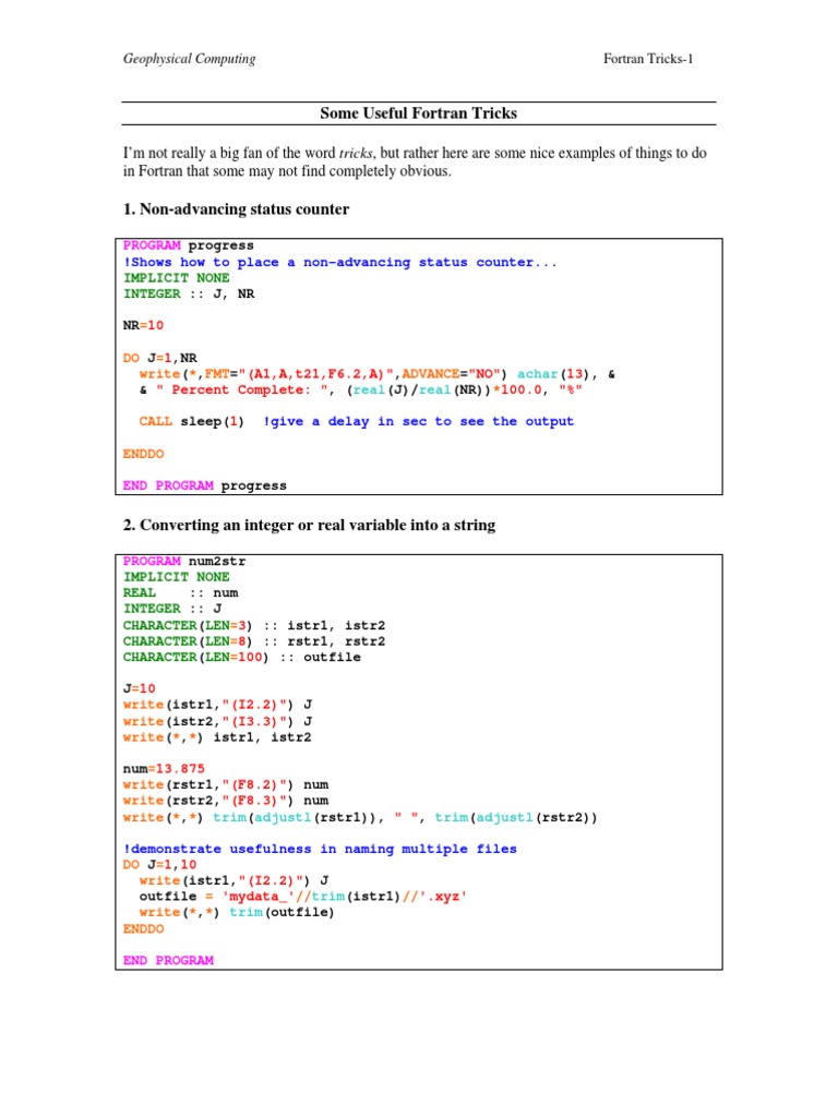 Fortran TUtorial | PDF | Parameter (Computer Programming) | Command Line Interface