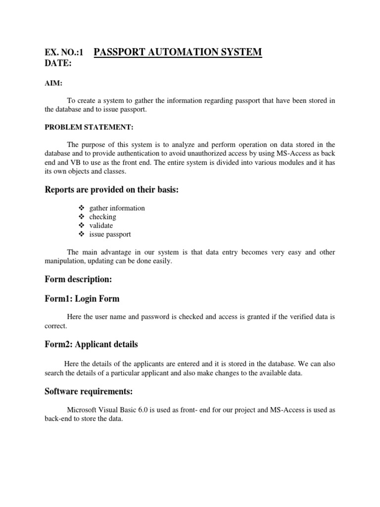 Passport Automation System | PDF