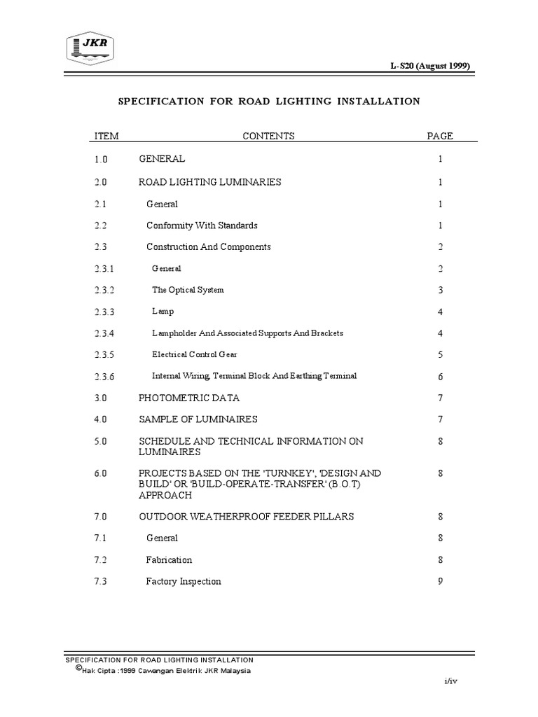jkr standard specification for electrical - Victor Davies