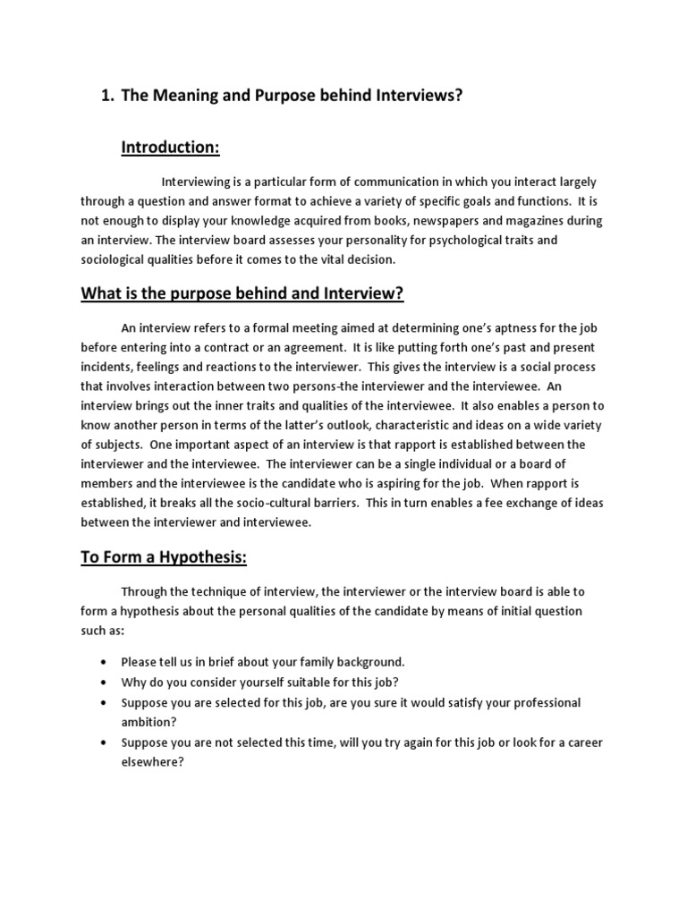 The Meaning and Purpose Behind Interviews | PDF | Interview | Job Interview