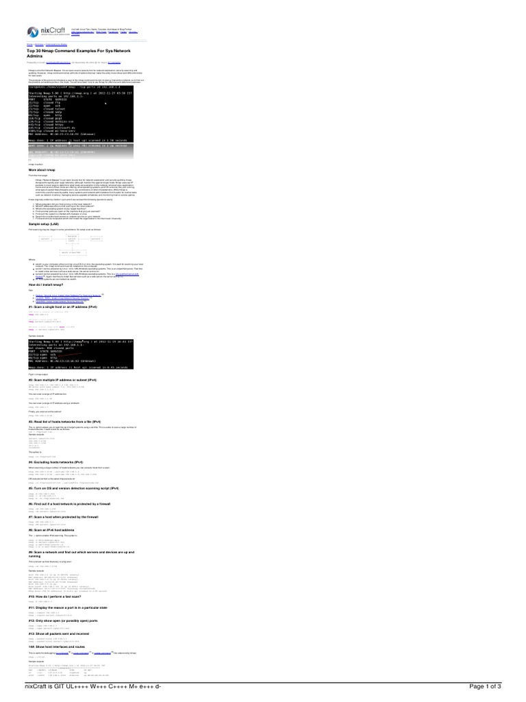 Nmap Command | PDF | Port (Computer Networking) | Transmission Control Protocol