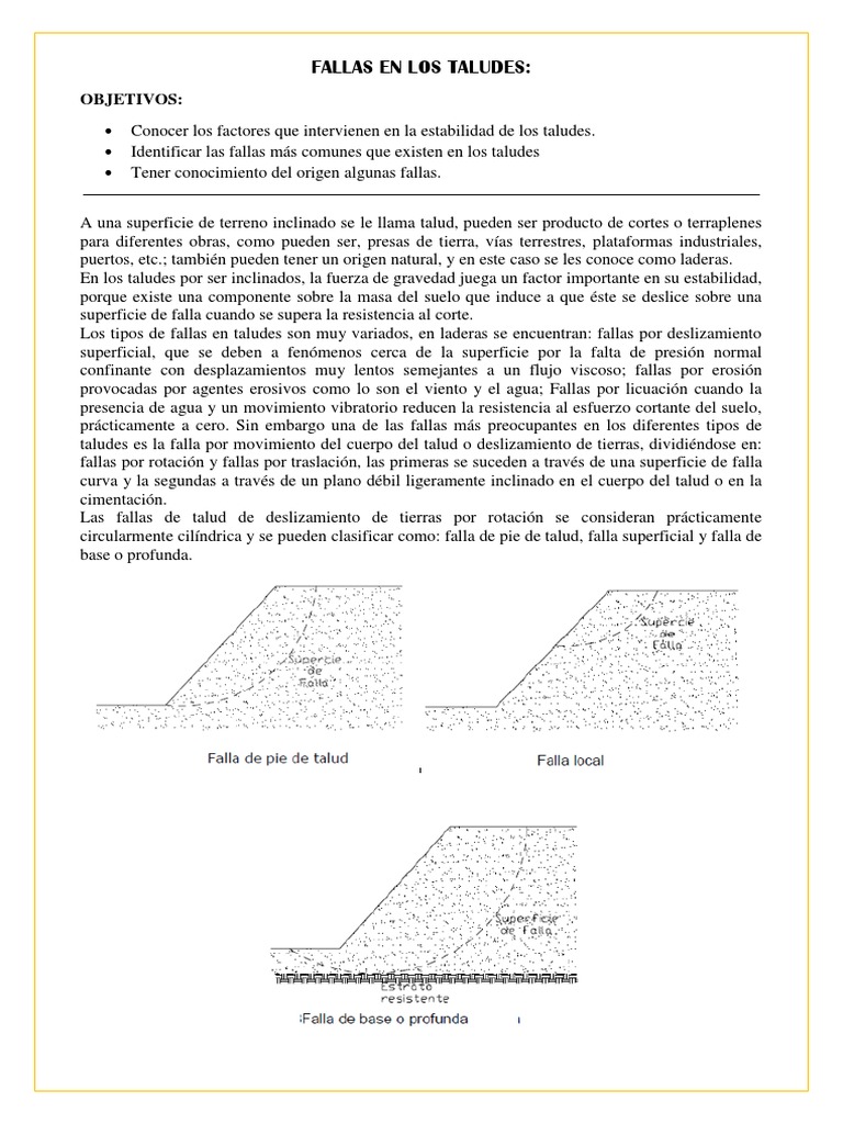 Fallas Comunes en Taludes y su Estabilidad | PDF | Falla (geología ...