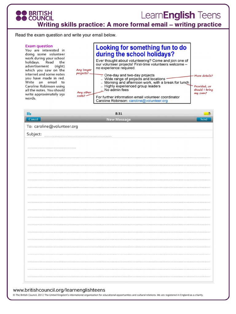 A More Formal Email - Writing Practice | PDF | Career & Growth