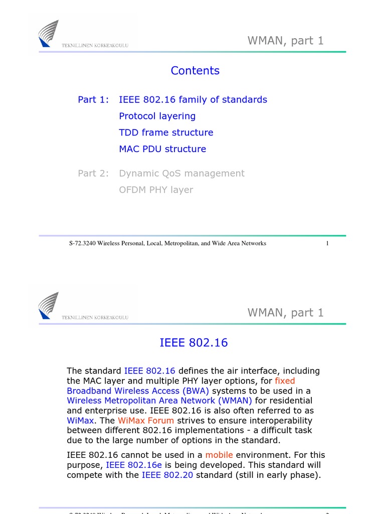 WMAN, Part 1 Contents | PDF | Duplex (Telecommunications) | Wi Max