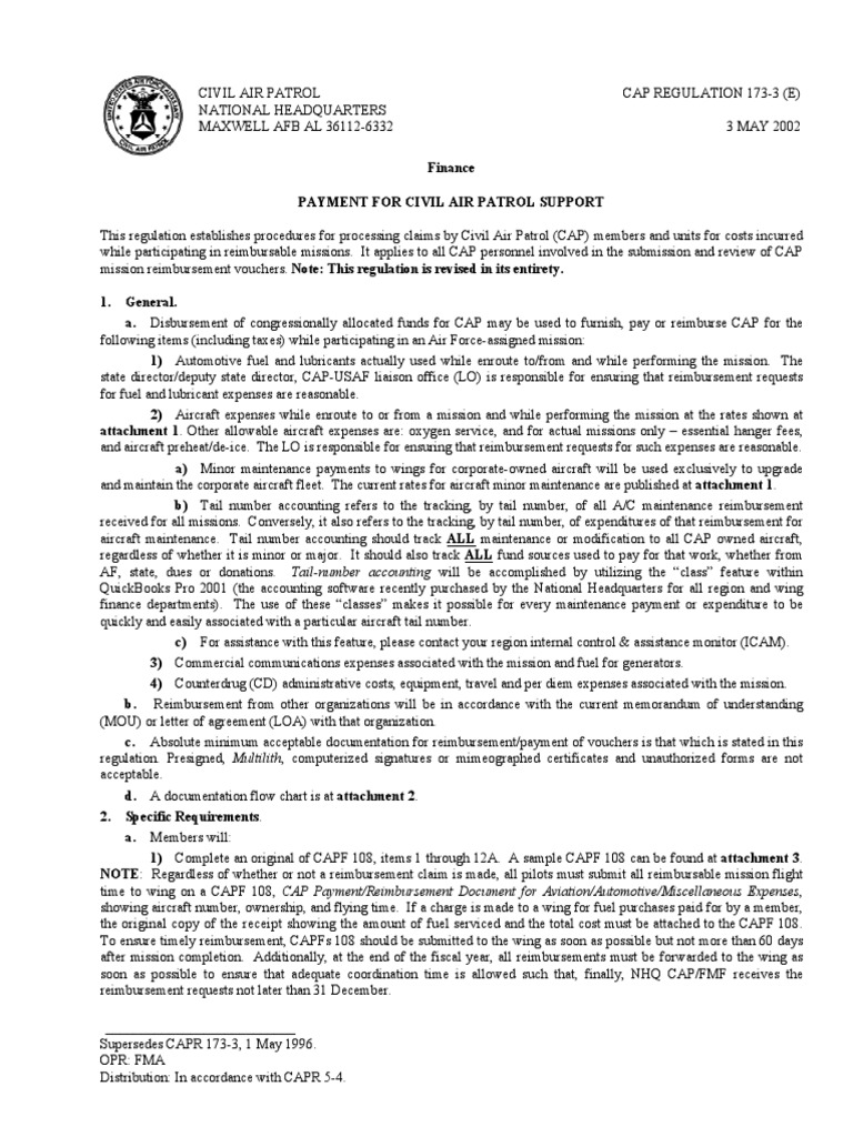CAP Regulation 173-3 - 05/03/2002 | Download Free PDF | Civil Air ...