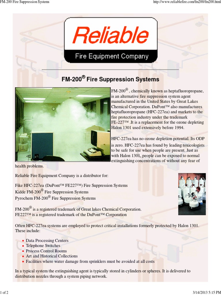 FM-200 Fire Suppression Systems | PDF | Firefighting | Fire Sprinkler ...