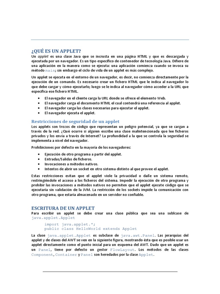 Applets Java PDF | PDF | Java (lenguaje de programación) | HTML