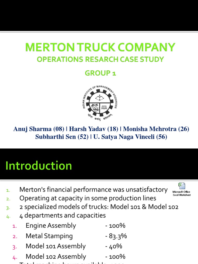 Merton Truck Company Case | PDF | Profit (Accounting) | Long Run And Short Run
