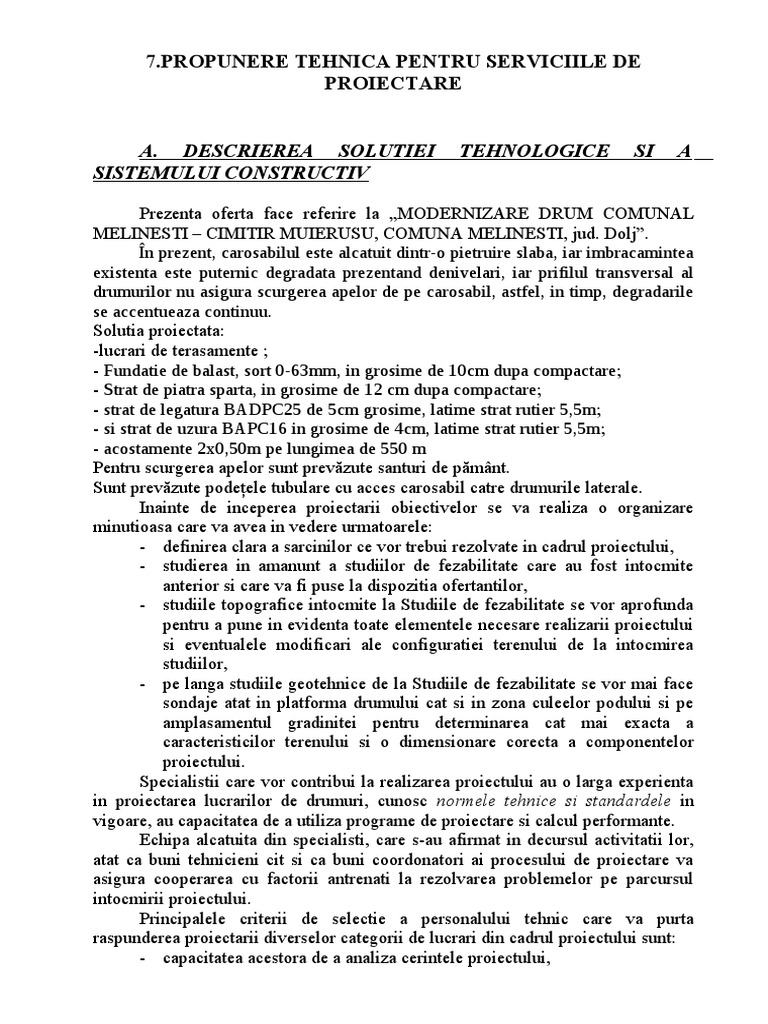 7.Propunere Tehnica -Proiectare
