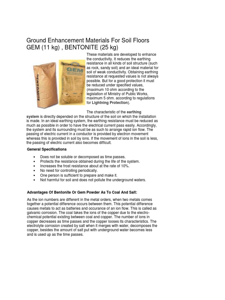 Ground Enhancement Materials Overview | PDF | Concrete | Soil
