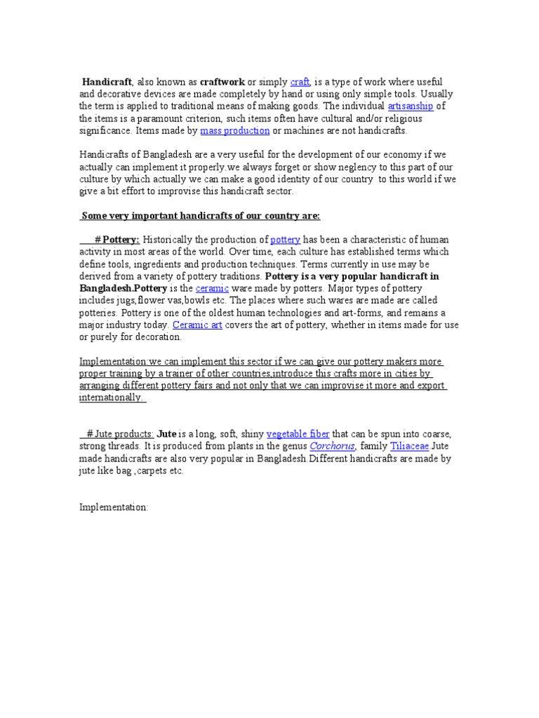 Handicraft, Also Known As Craftwork or Simply Craft, Is A | Download ...