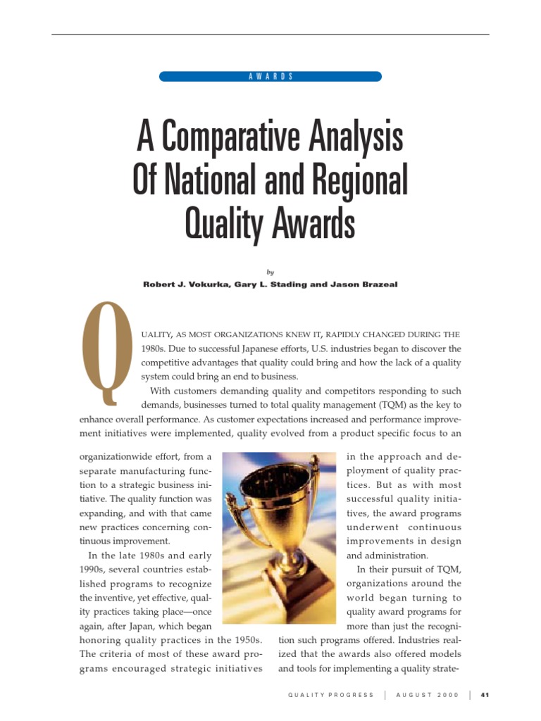 Comparative Analysis of Quality Awards | PDF