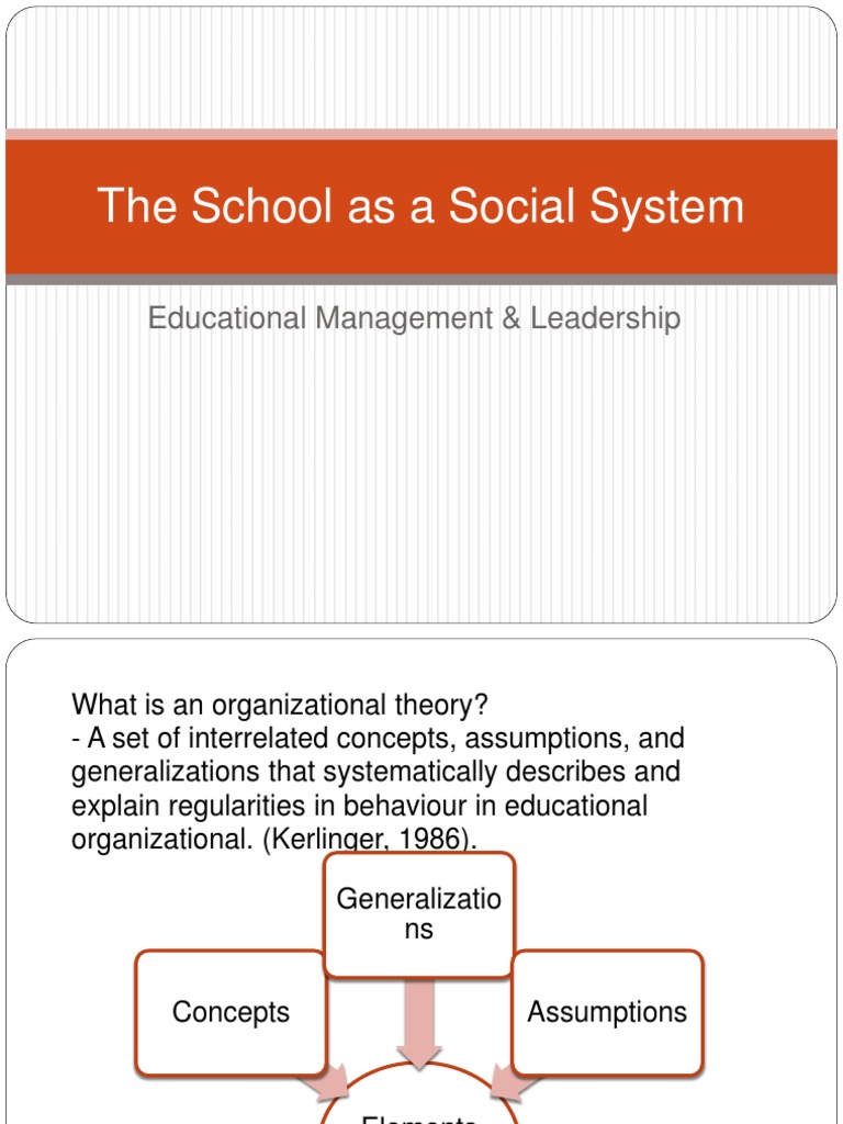 The School As A Social System | PDF | System | Leadership