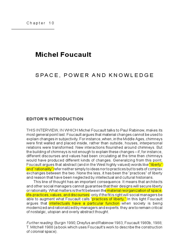 FOUCAULT Space Power and Knowledge | PDF | Rationality | Reason