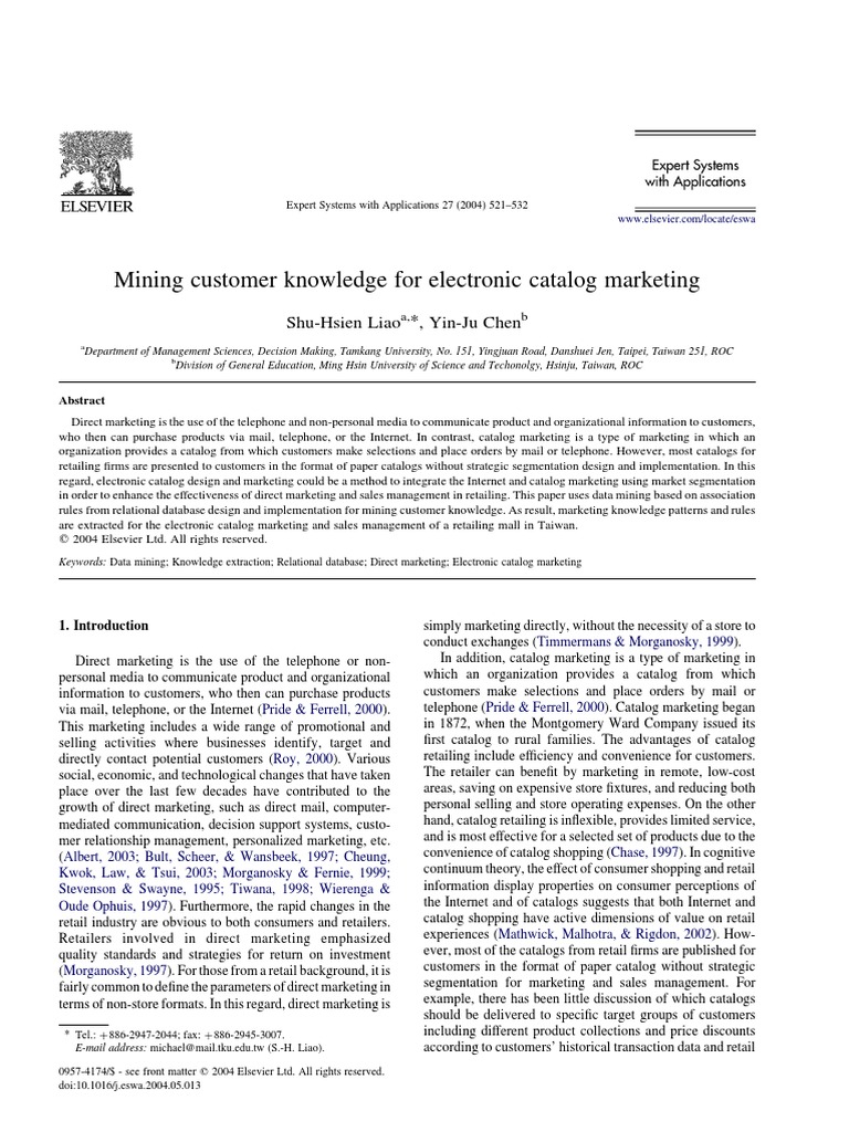 Mining Customer Knowledge For Electronic Catalog Marketing | PDF ...