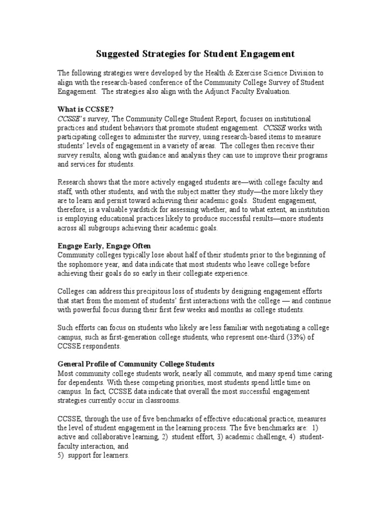 Student Engagement Strategies For The Classroom | PDF | Homework | Learning
