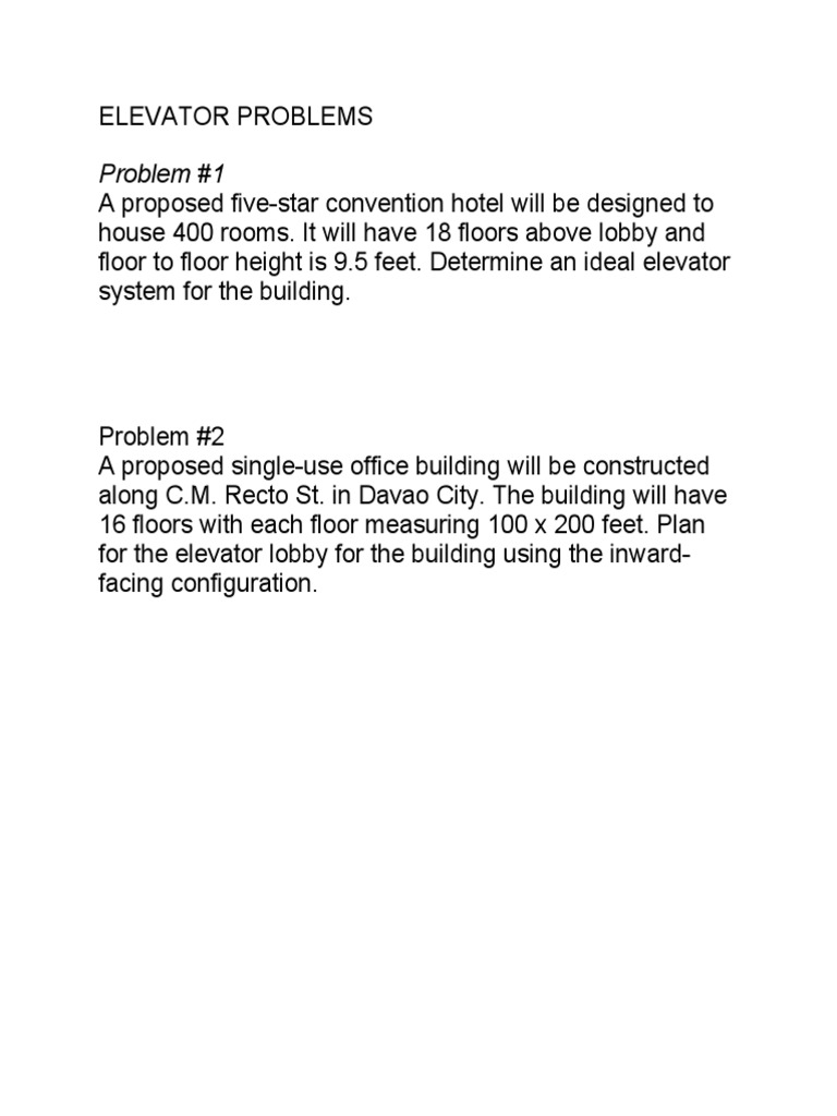 Elevator Problem Pdf Building Engineering Transport Infrastructure