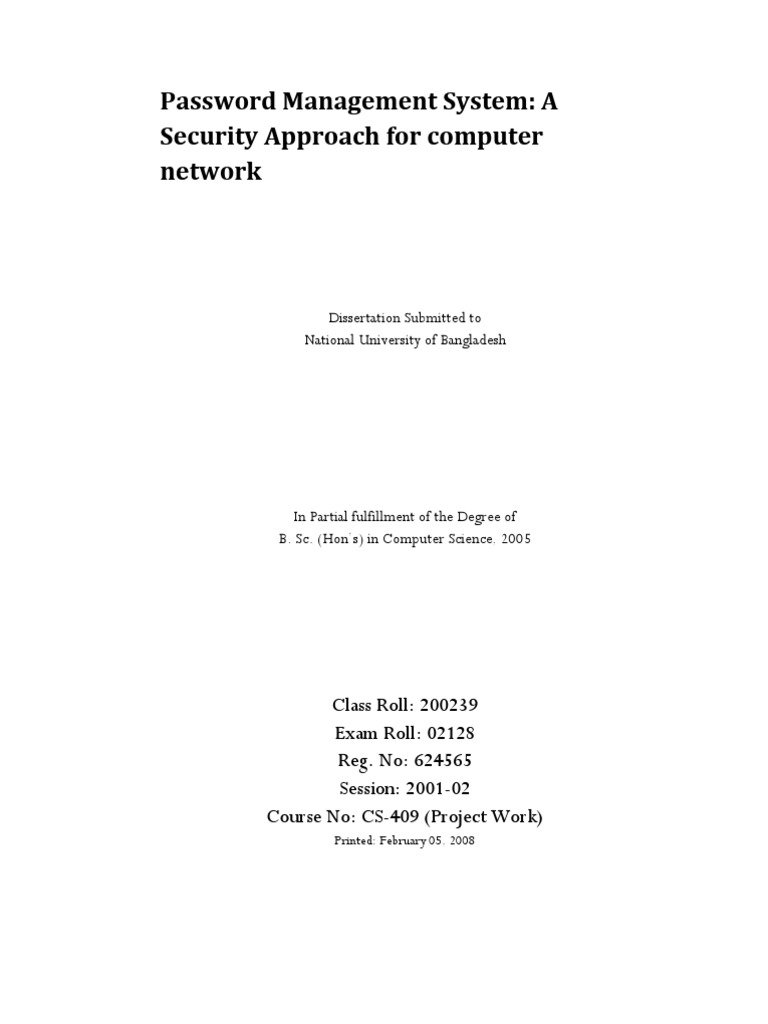 Project Book Password Management System | PDF | Password | Cryptography