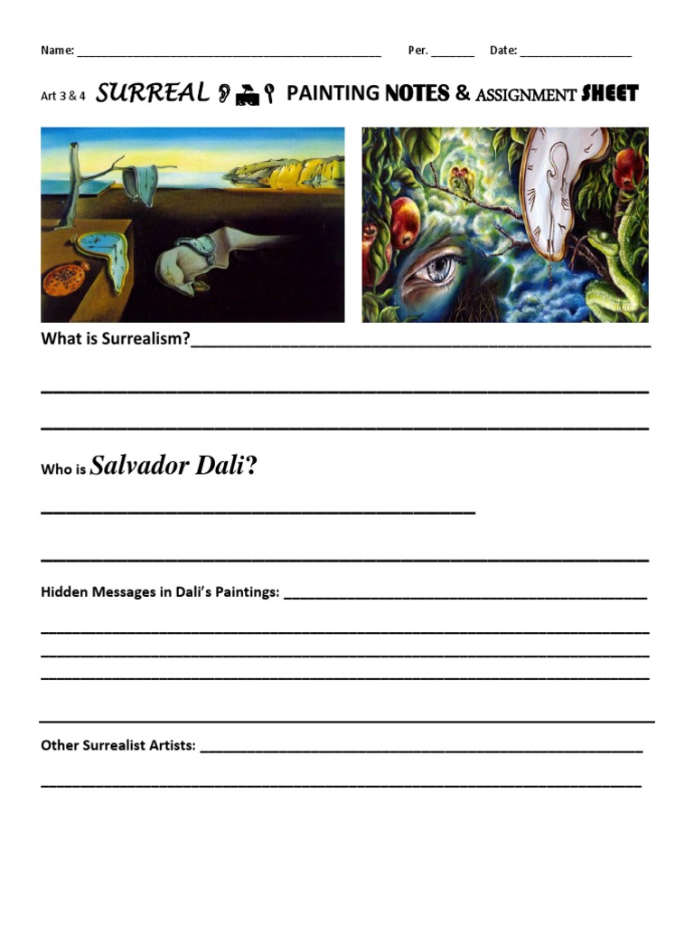Surrealism Notes and Assignment Sheet | PDF | Surrealism | Paintings