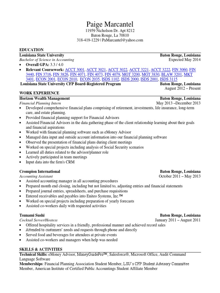 Fpa Board-Resume | PDF | Financial Plan | Accounting