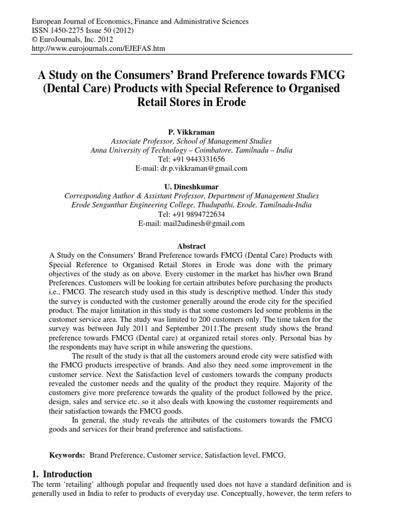 FMCG Brand Preference | PDF | Brand | Survey Methodology