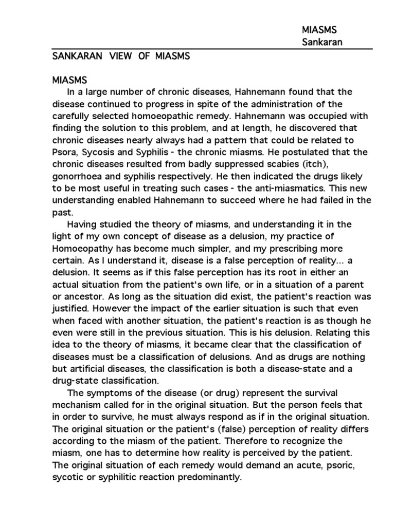 Sankaran's Miasms | PDF | Tuberculosis | Homeopathy