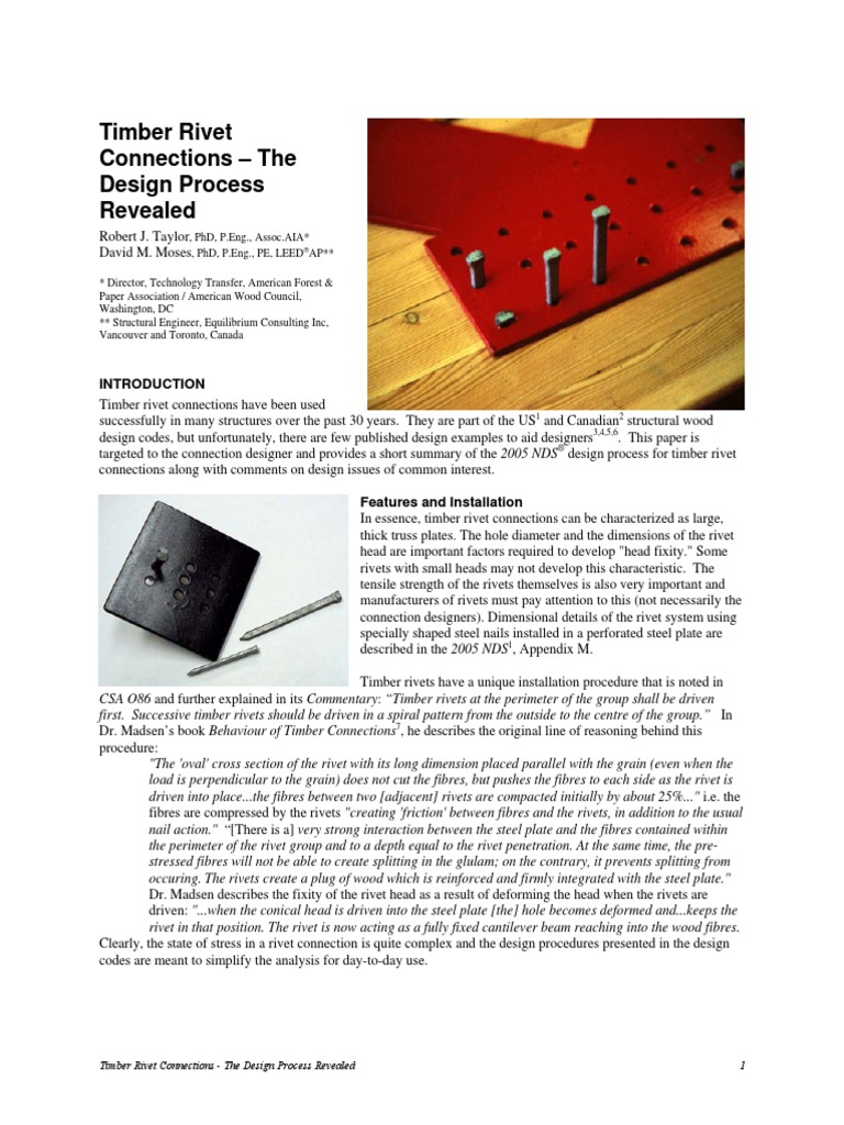 Timber Rivet Connections | PDF | Lumber | Rivet