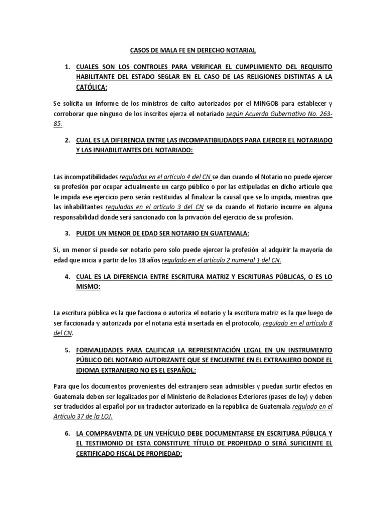 Casos de Mala Fe en Derecho Notarial | PDF | Información del gobierno ...