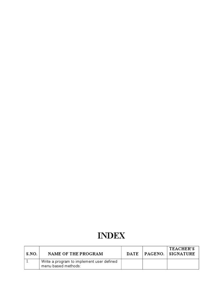 Index: S.No. Name of The Program Date Pageno. Teacher'S Signature | Download Free PDF | Method ...