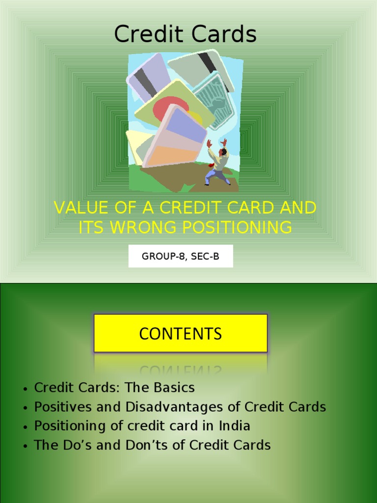 Credit Cards: Value of A Credit Card and Its Wrong Positioning | PDF ...
