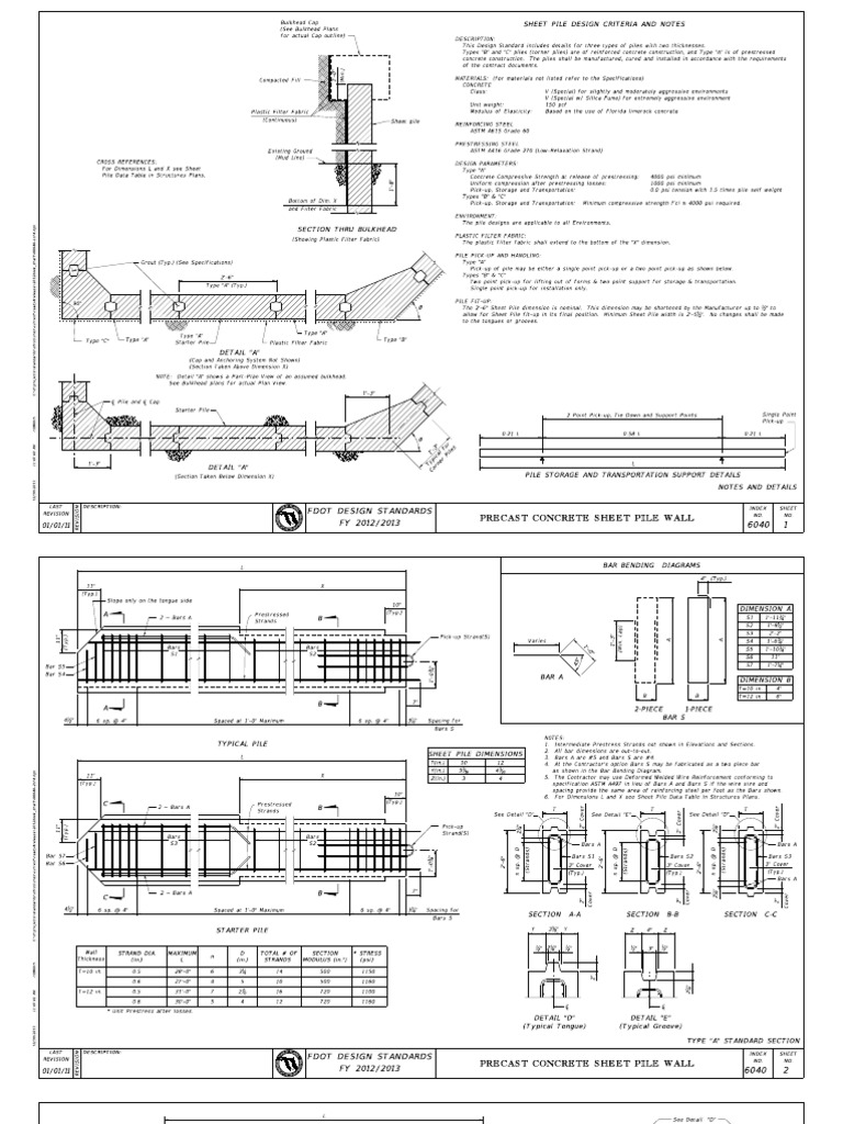 Concrete Sheet Pile Drawingdrawing06040 | Deep Foundation | Prestressed ...