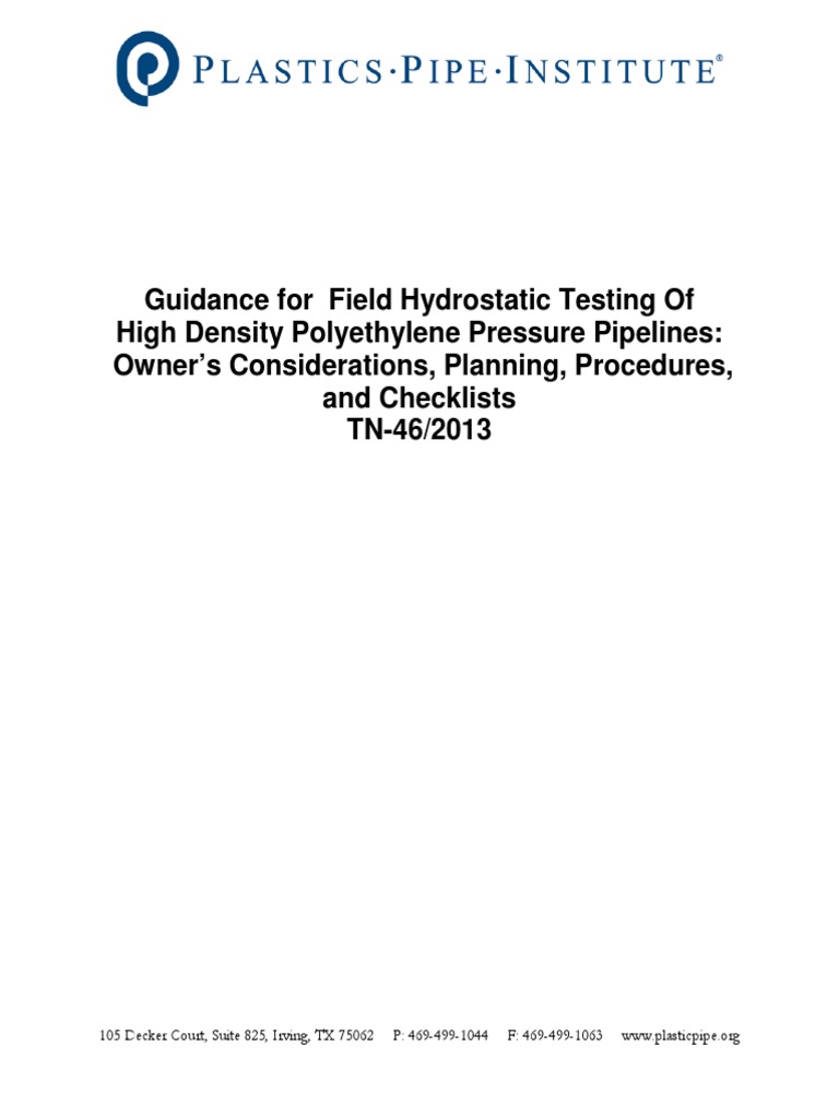 HDPE Pipeline Hydrostatic Testing Guide | PDF
