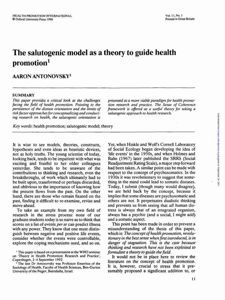 Aaron Antonovsky.full | Health Promotion | Theory