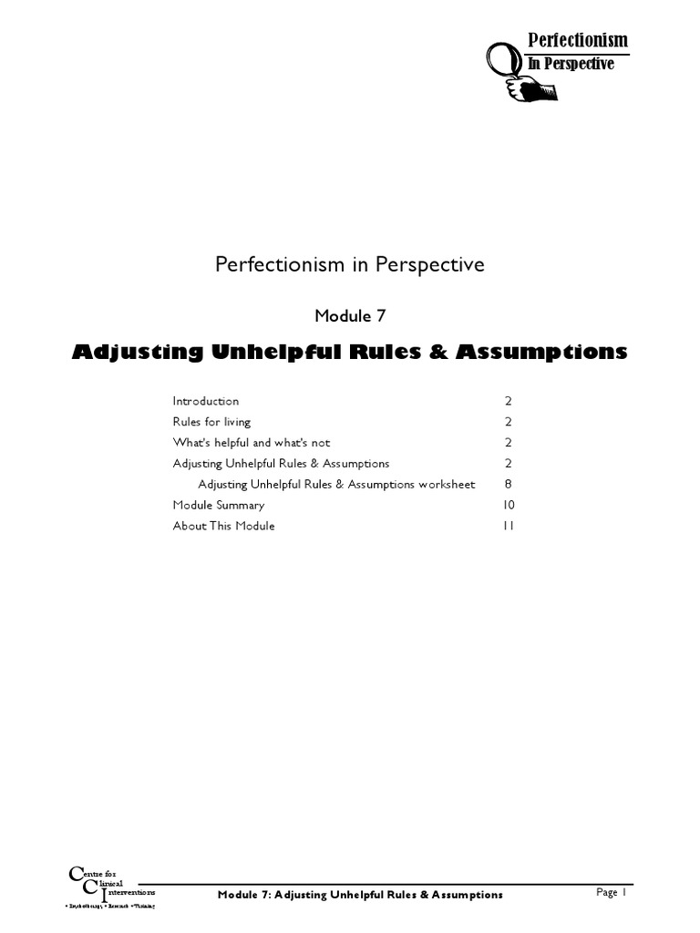 7 Adjusting Unhelpful Rules and Assumptions | PDF
