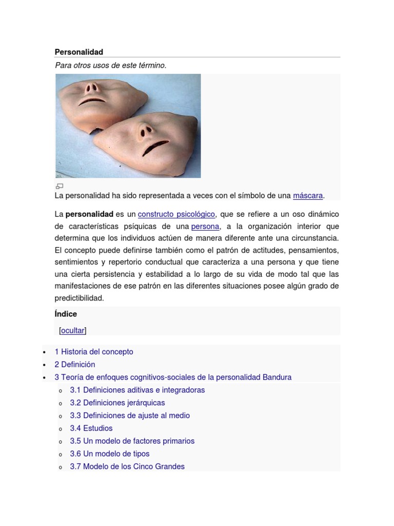 Definición de Personalidad en Psicología | PDF | Sicología | Conceptos ...