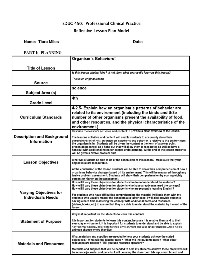 Reflective Lesson Plan 3 (Final) | PDF | Differentiated Instruction ...