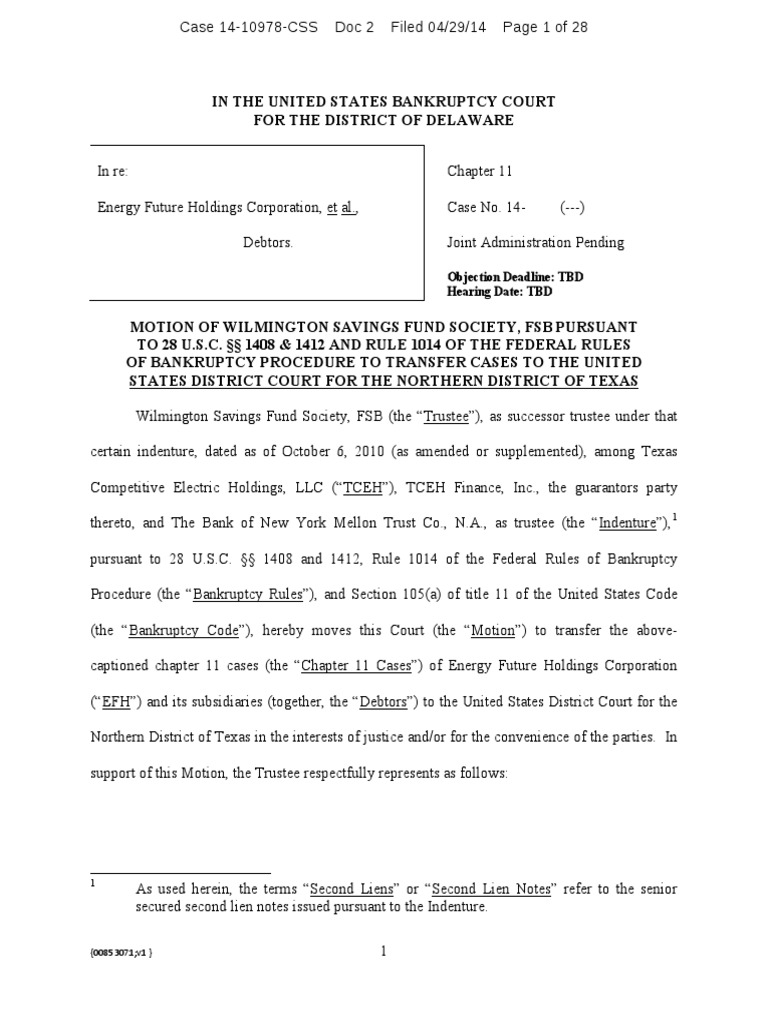 Motion to Transfer | Chapter 11 | Bankruptcy | Free 30-day Trial | Scribd