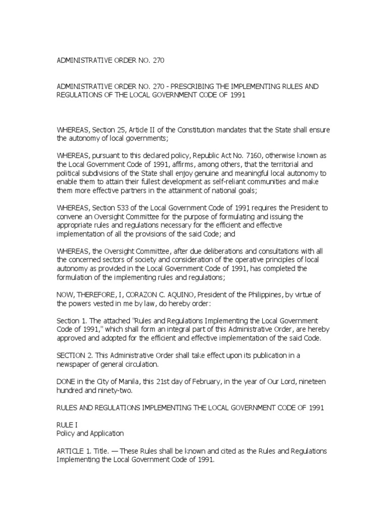 Ra 7160 Irr | PDF | Local Government | Devolution