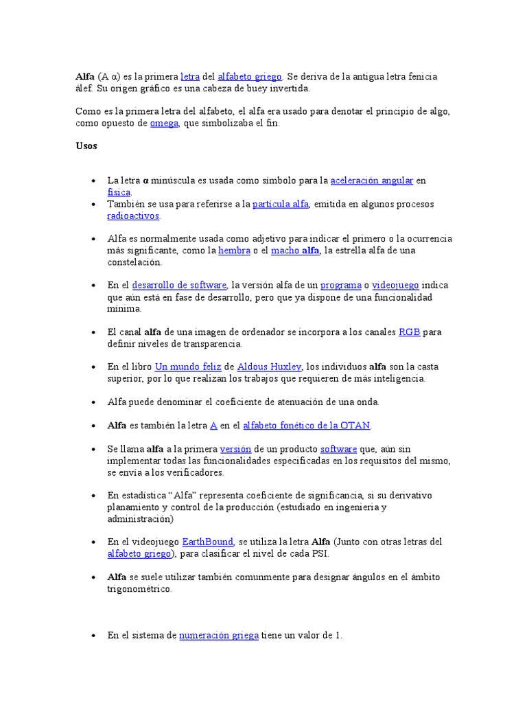 DEL DOCUMENTO] La letra alfa y su significado en diferentes ámbitos del ...