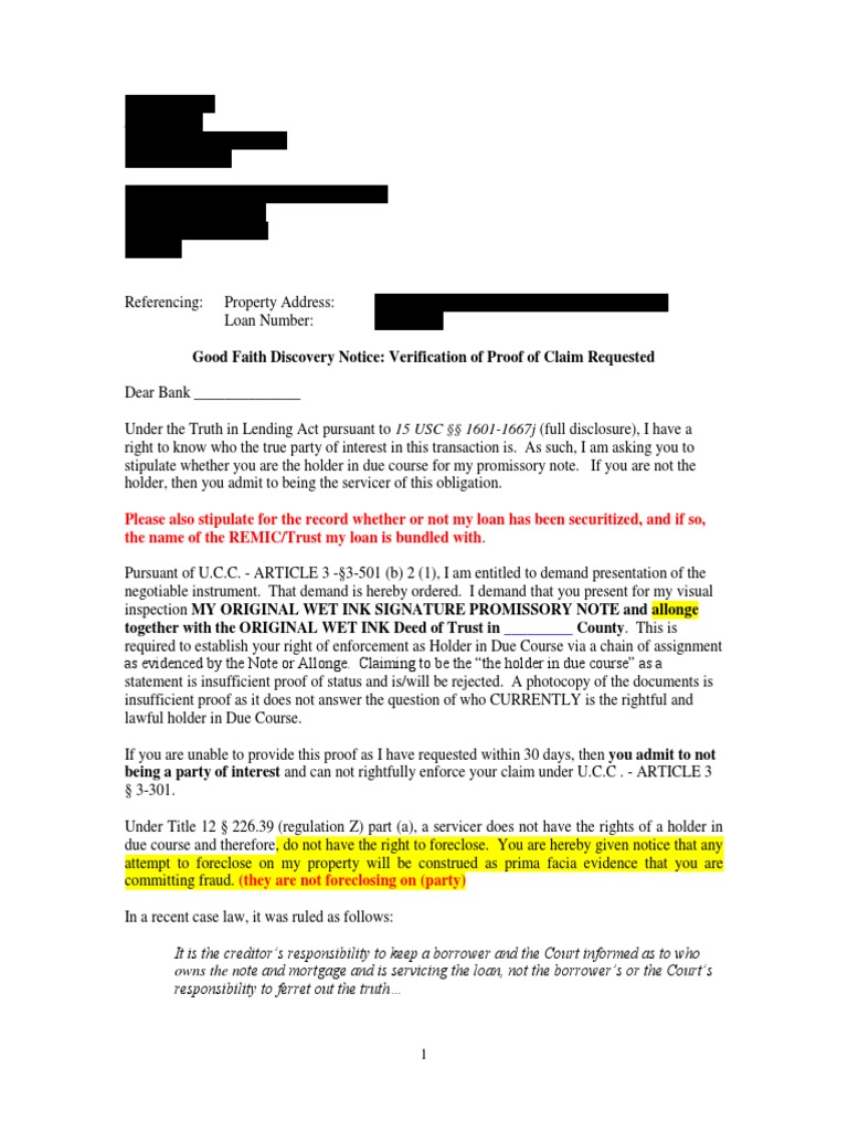 Demand Letter | Foreclosure | Bankruptcy