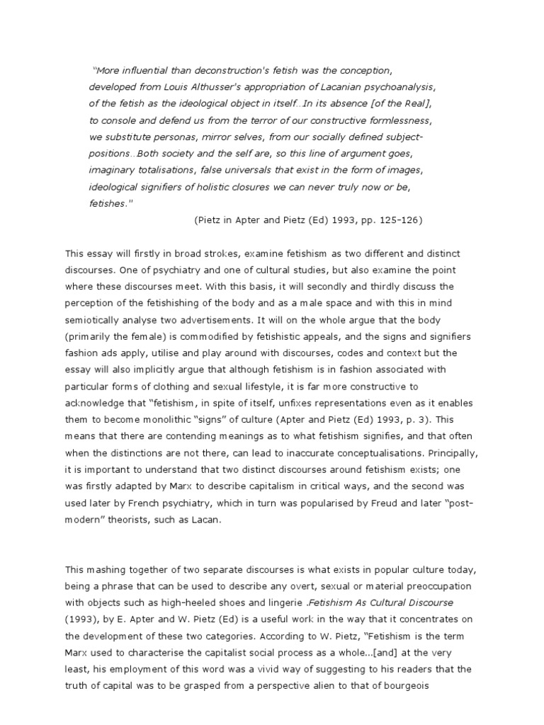 The Body As Commodity: Fetishism and Fashion | PDF | Jacques Lacan ...
