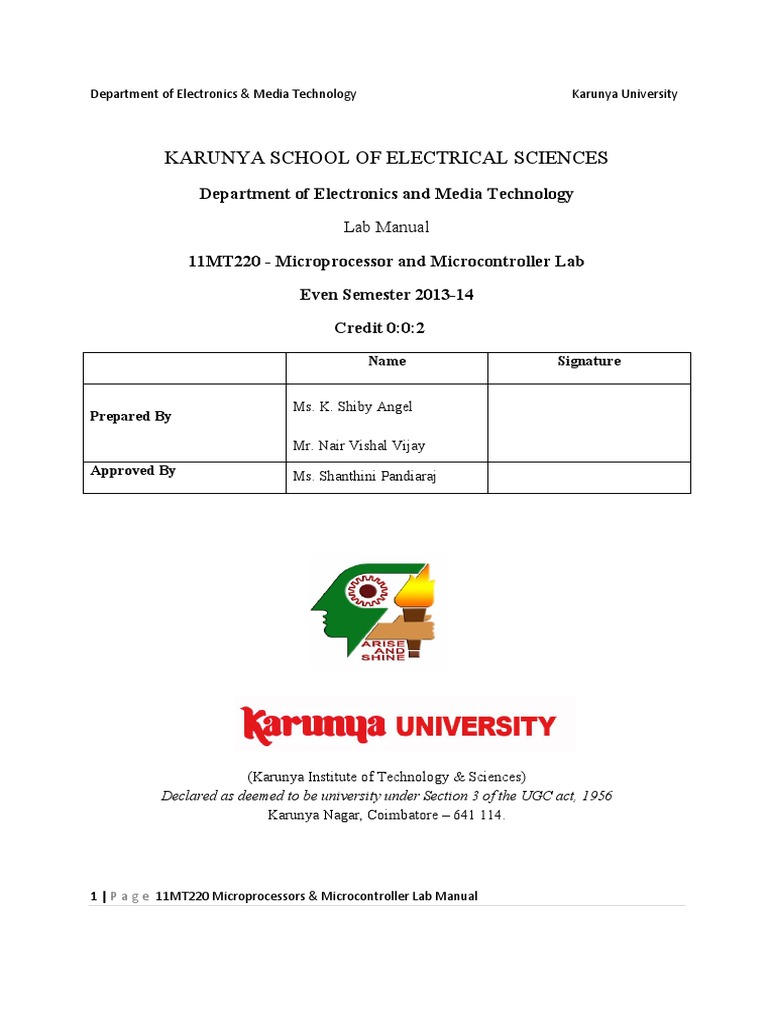 11MT220 Microprocessor and Microcontroller Lab | Download Free PDF ...