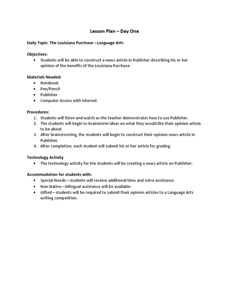 Language Arts Lesson Plan | PDF | Lesson Plan | Paragraph