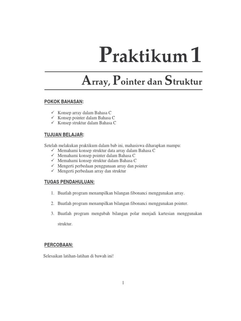 Prak 1. Array, Pointer Dan Struktur - 2 | PDF