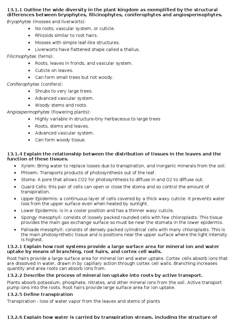 Biology Notes - Plant Science | PDF | Leaf | Stoma