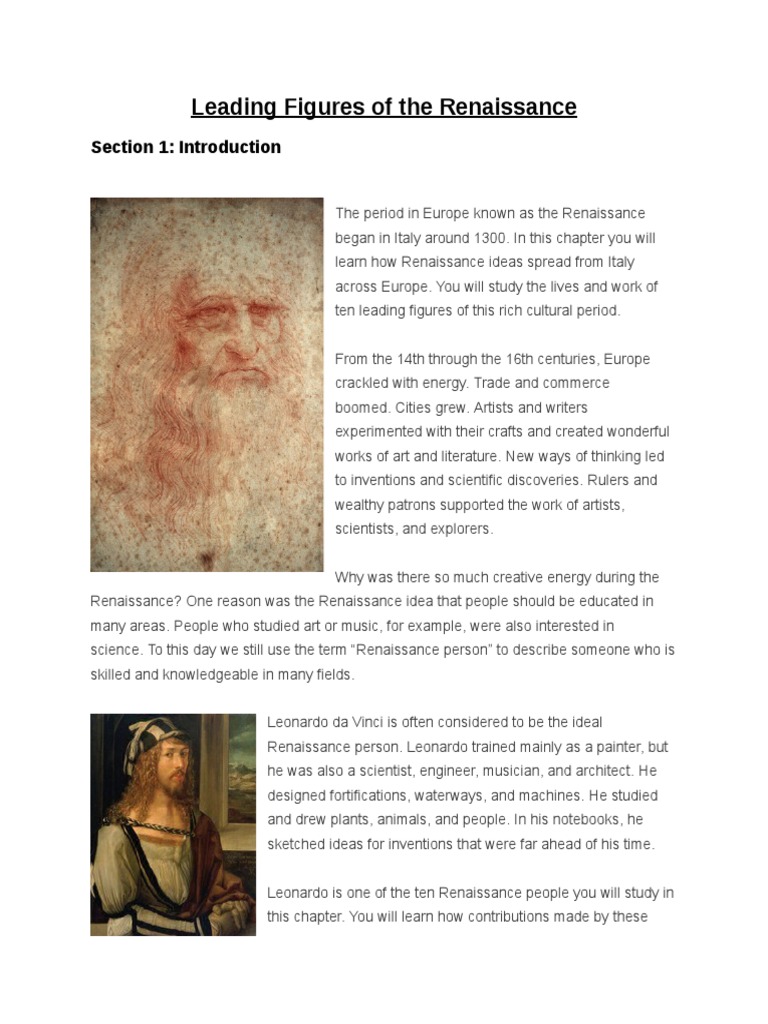 Leading Figures of The Renaissance Text | PDF | Leonardo Da Vinci ...