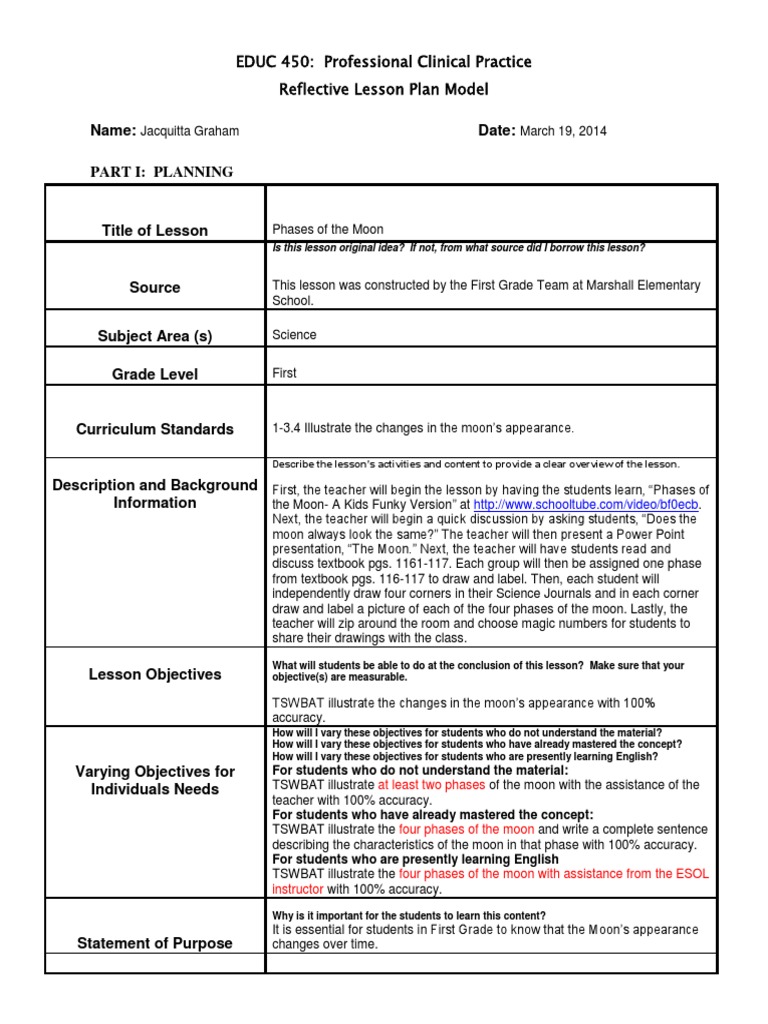 Reflective Lesson Plan 5 | PDF | Differentiated Instruction | Lesson Plan
