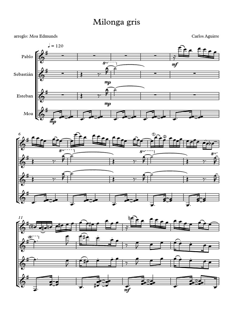 Milonga Gris - Partitura Completa | PDF