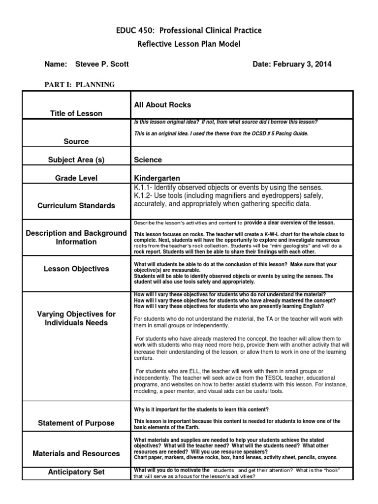 Reflective Lesson Plan # 2 | PDF | Differentiated Instruction | Lesson Plan