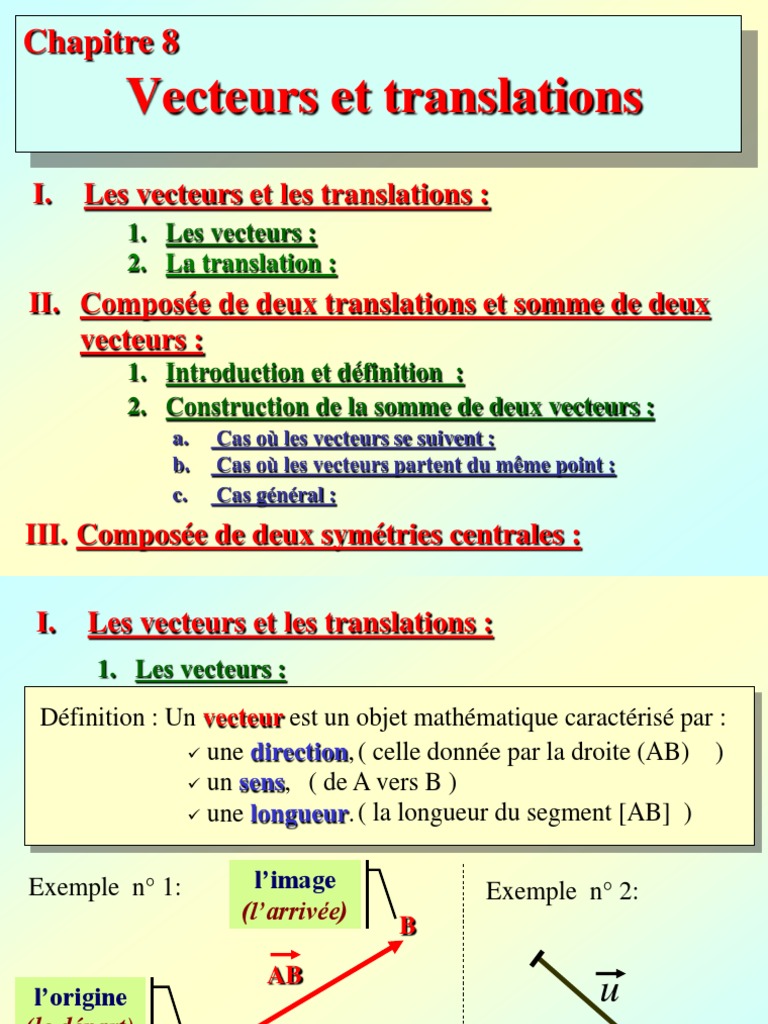 Vecteurs et Translations en Mathématiques | PDF | Géométrie euclidienne ...